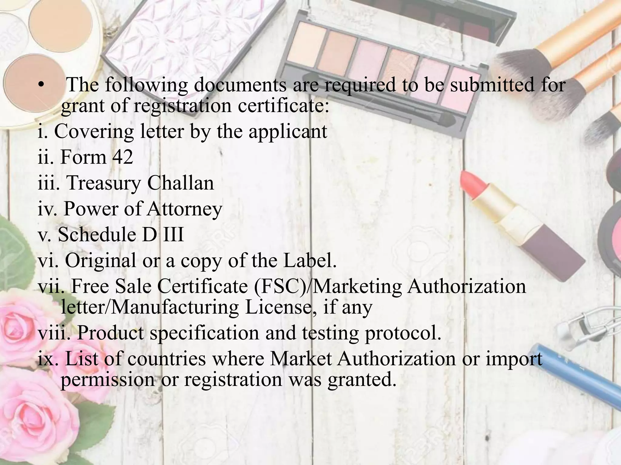 Import of cosmetics regulatory requirements | PPTX