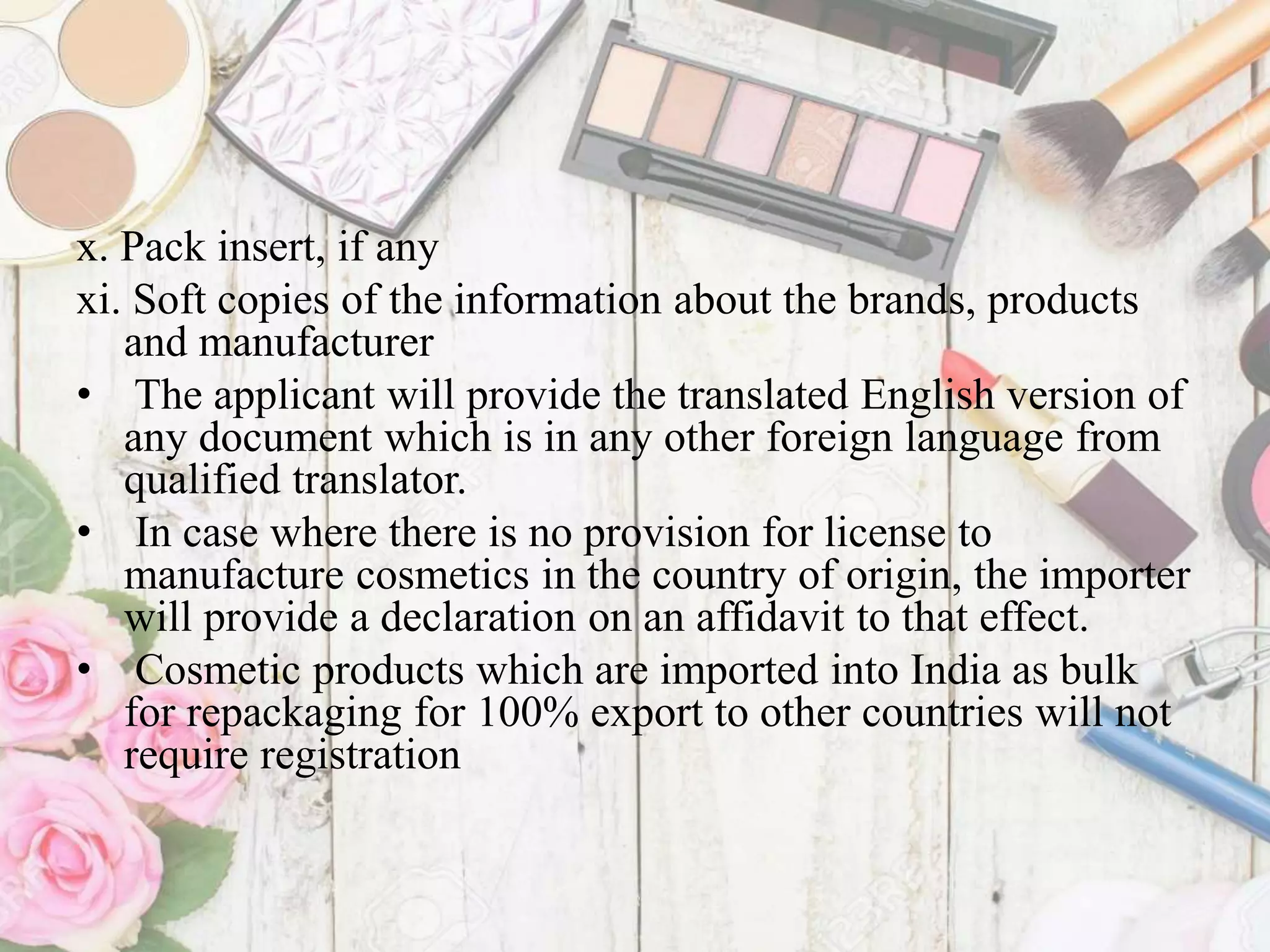 Import of cosmetics regulatory requirements | PPTX