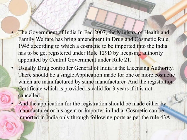 Import of cosmetics regulatory requirements | PPTX | Skin and ...