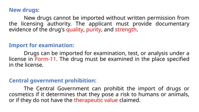 Regulatory Framework for Drug Import Under the Drugs and Cosmetics Act ...