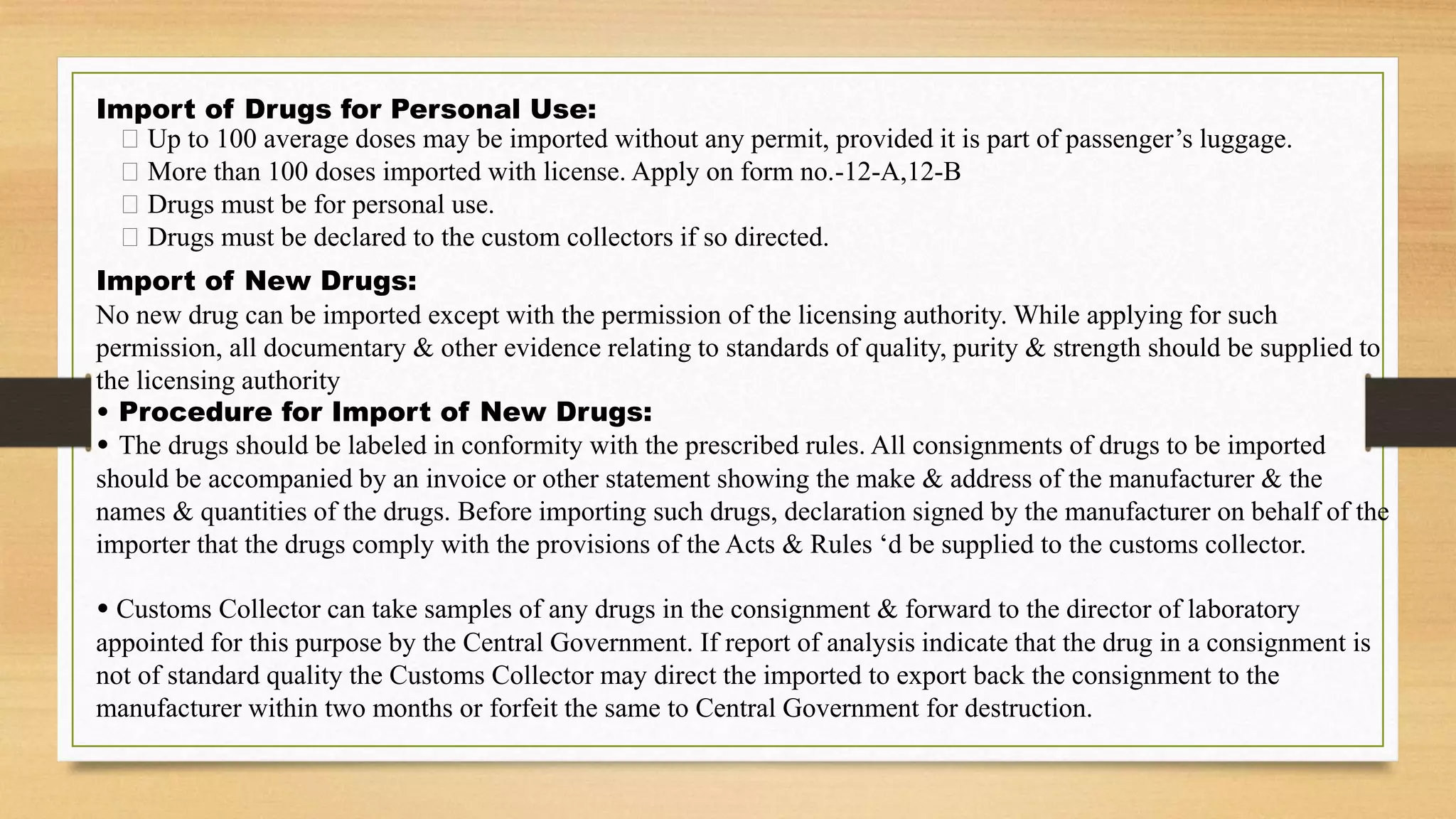Import of drugs and cosmetic | PPTX