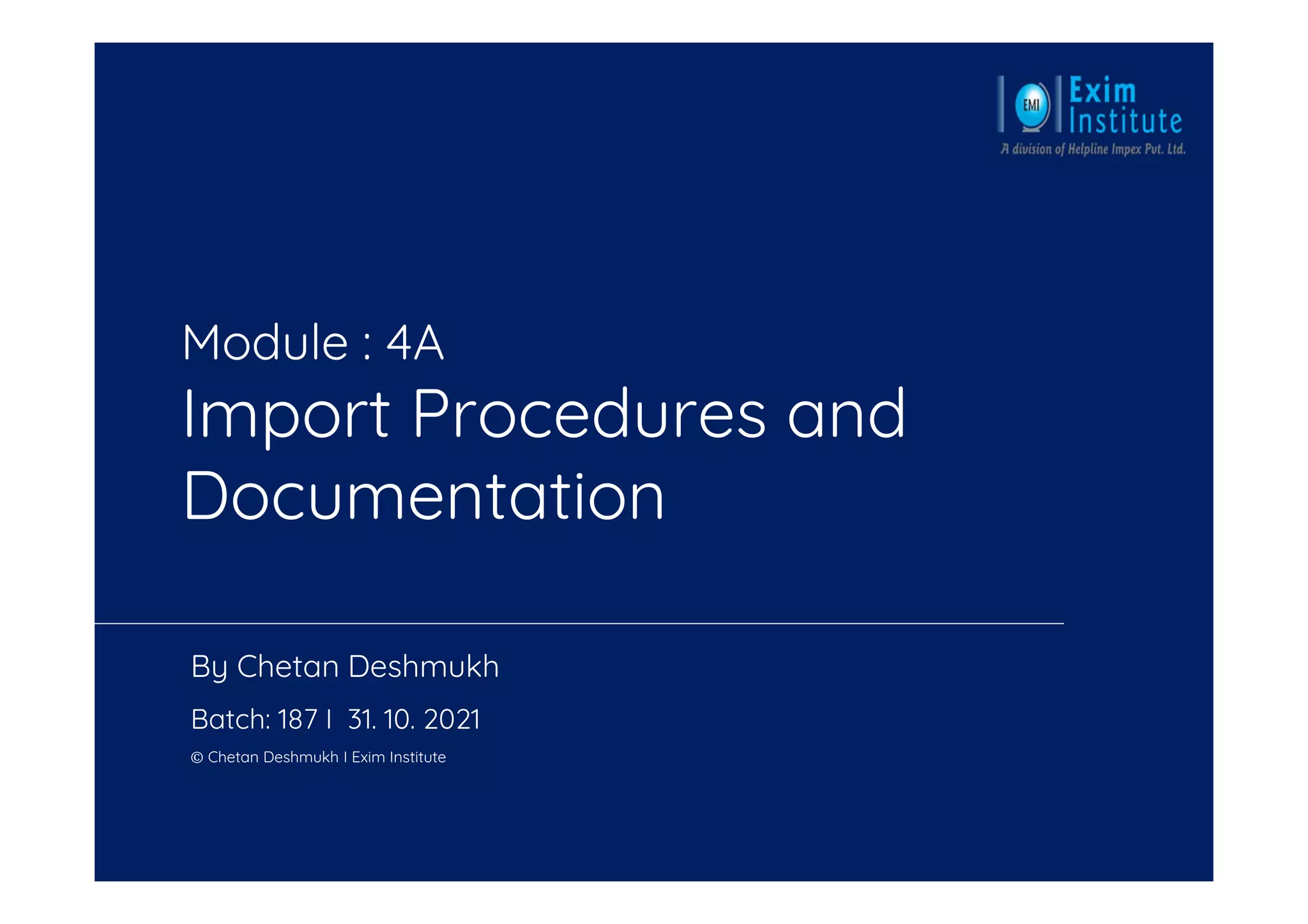Import Documentation and Procedures | PPT