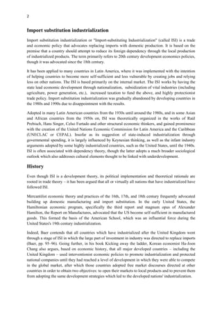 Report on Import substitution industrialization | PDF