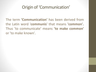 Impotance and impact of communication in production process | PPTX