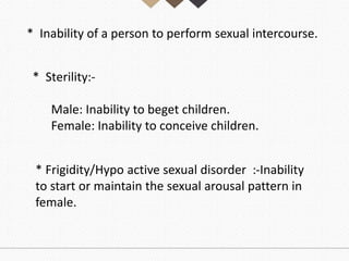 impotence and sterility and their ML aspects | PPT