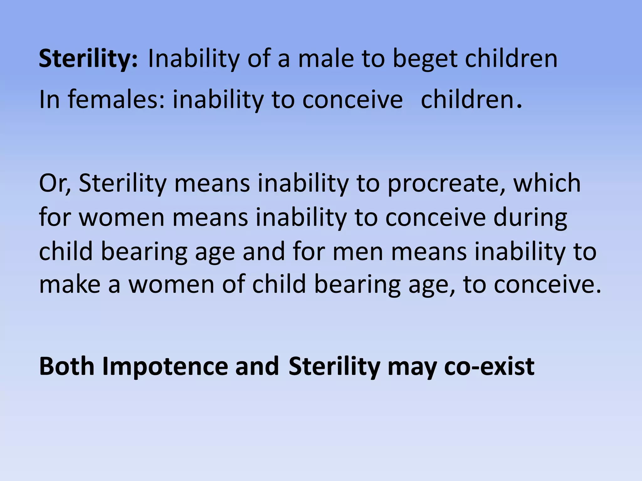 Impotence, sterility, artificial insemination | PDF