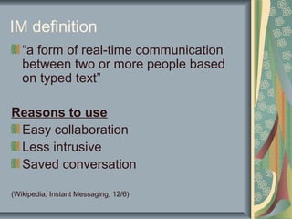 Instant Messaging for Libraries | PPT