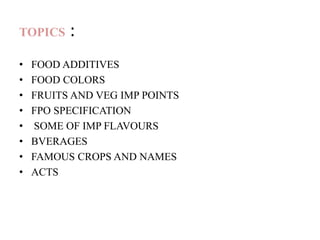 food technology objective important points | PPTX