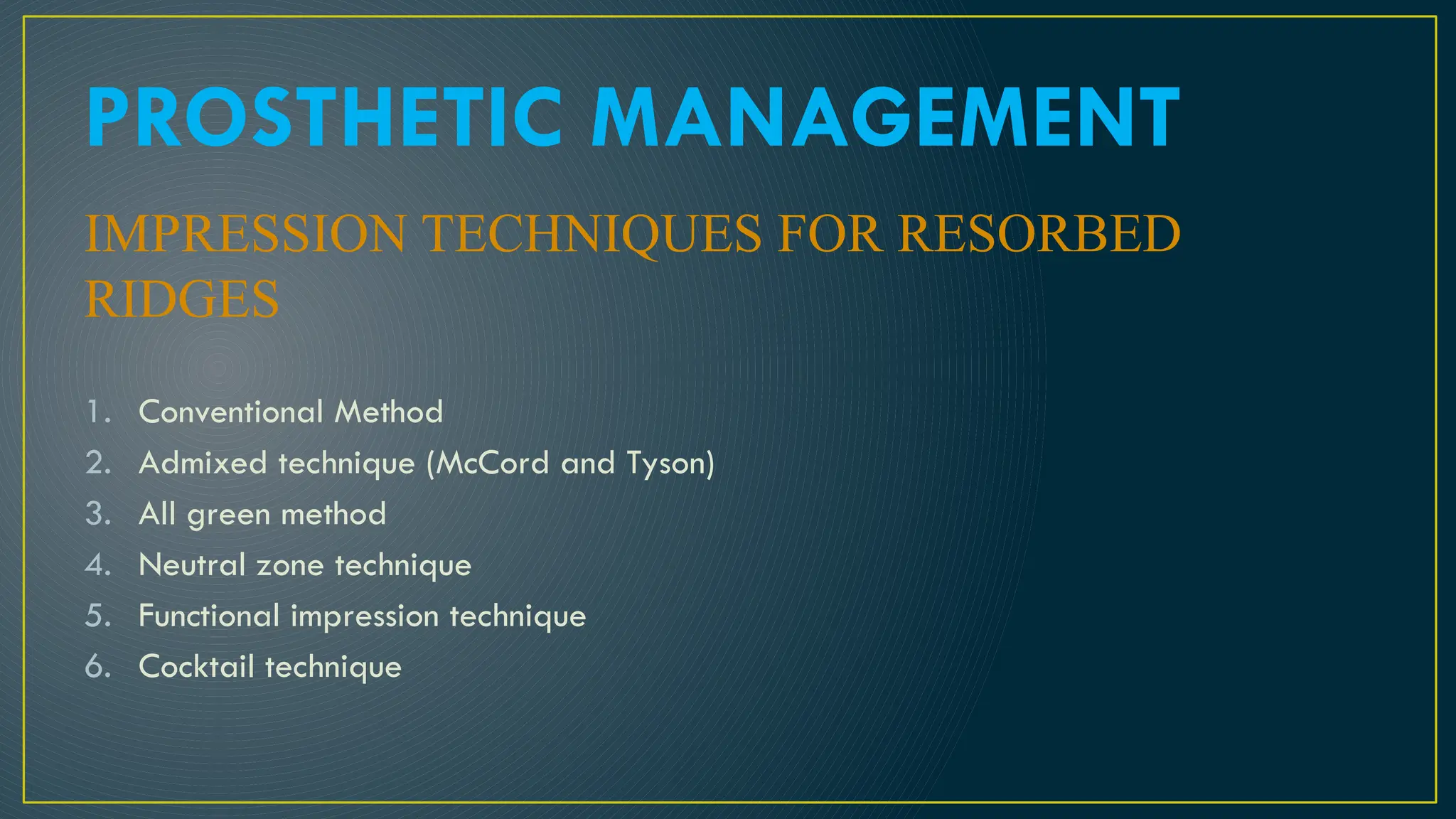 imppression techniques for edentulous jaws | PPTX