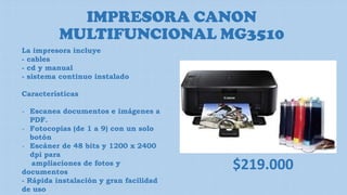 Características de Algunas Impresoras | PPTX