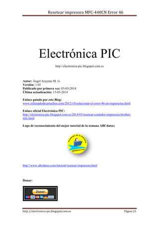 Desbloquear impresora Brother MFC-440CN error 46 | PDF