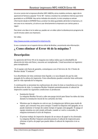 Desbloquear impresora Brother MFC-440CN error 46 | PDF