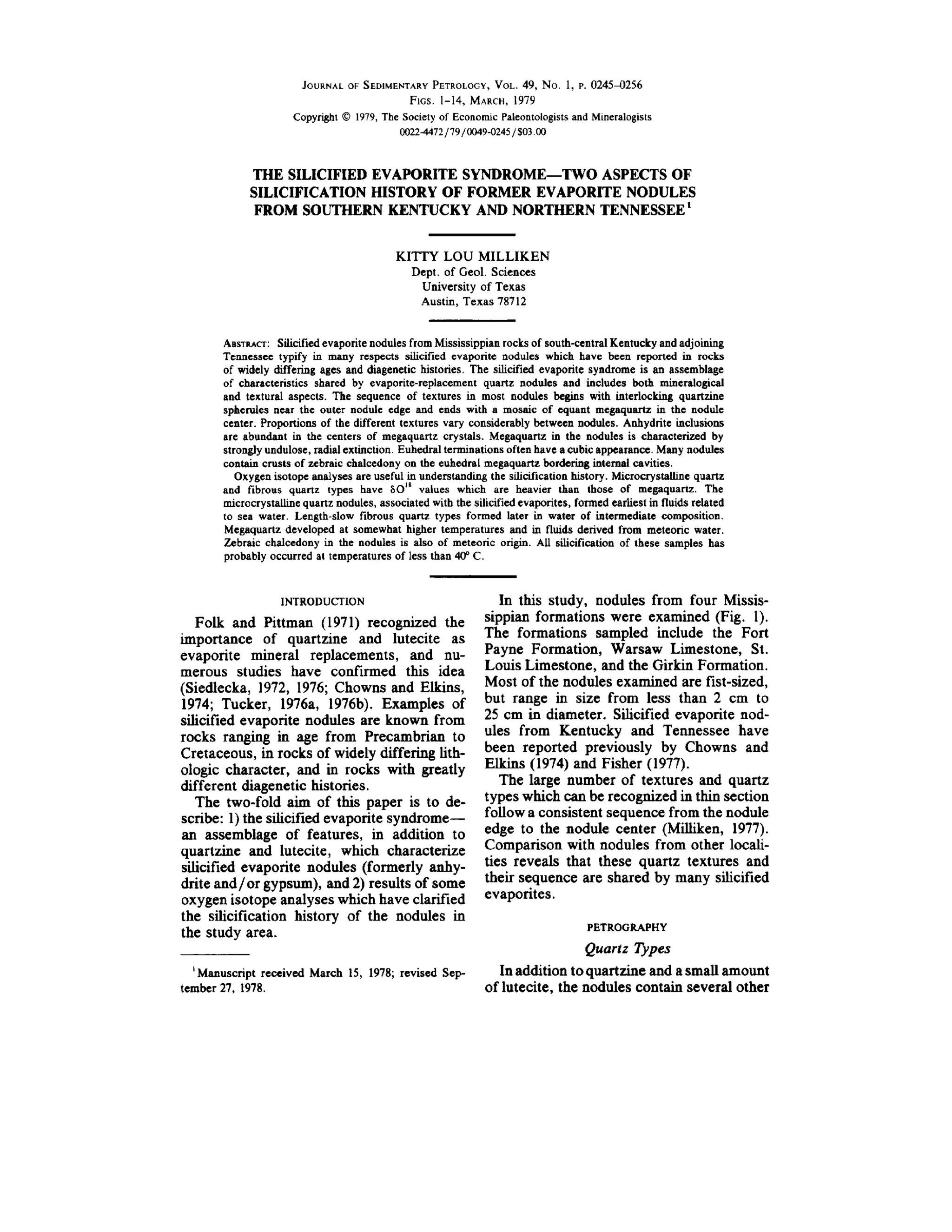 Impress 1979 - milliken 1979. the silicifield evaporite syndrome... | PDF