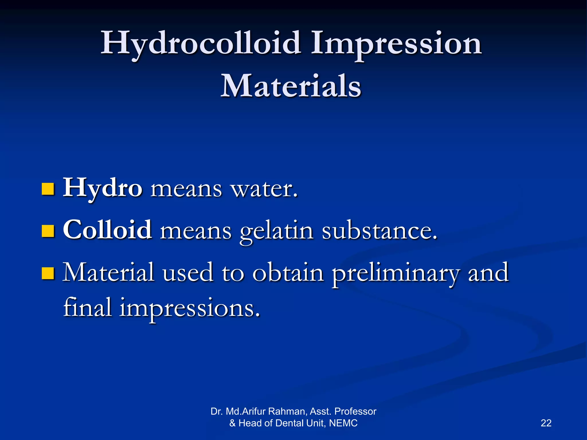 Impression Materials (Dental) | PPSX
