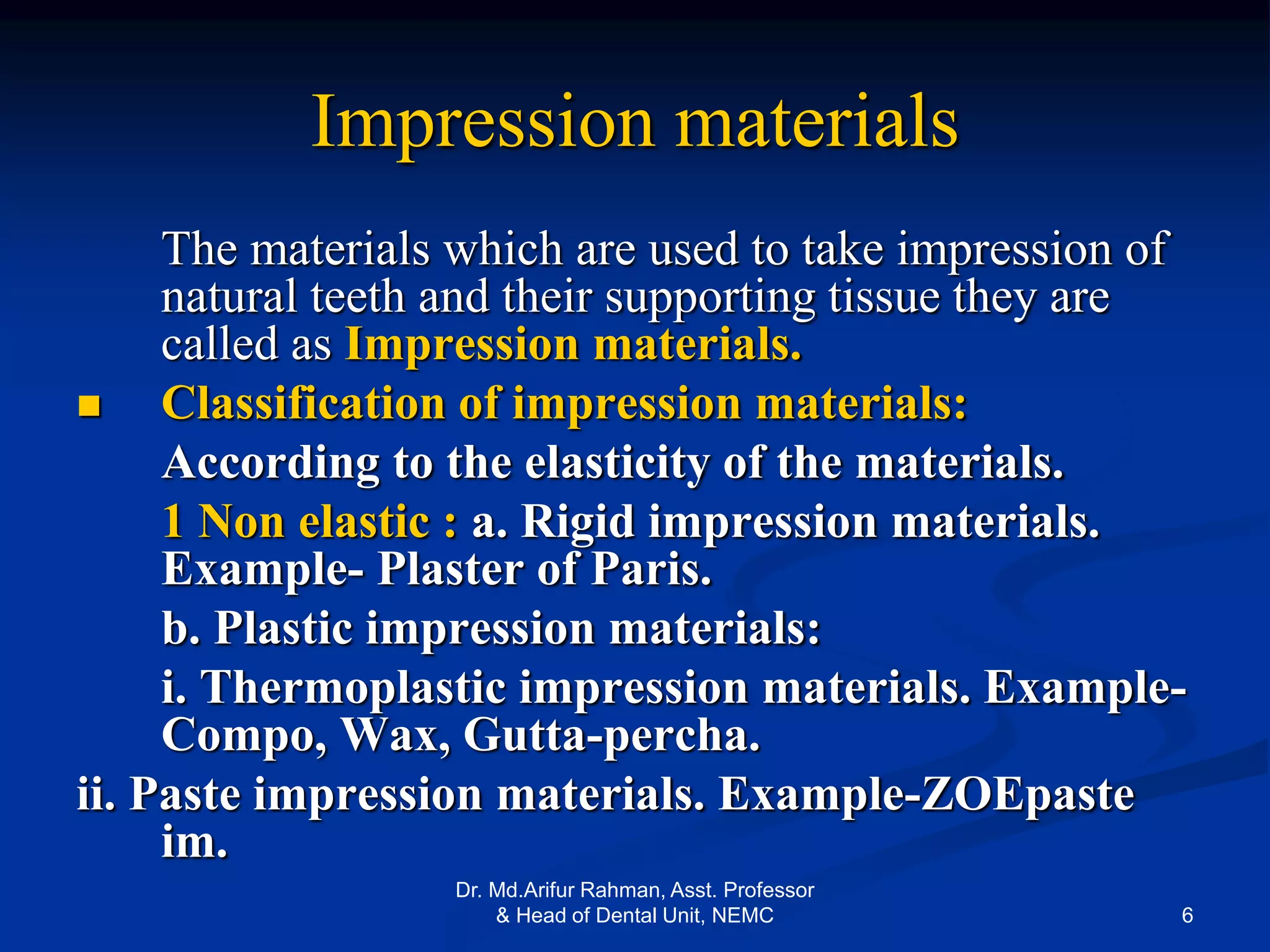 Impression Materials (Dental) | PPSX
