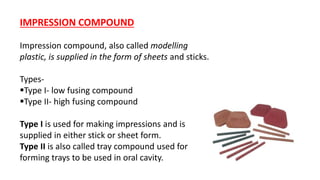 Impression materials used in orthodontics | PPTX