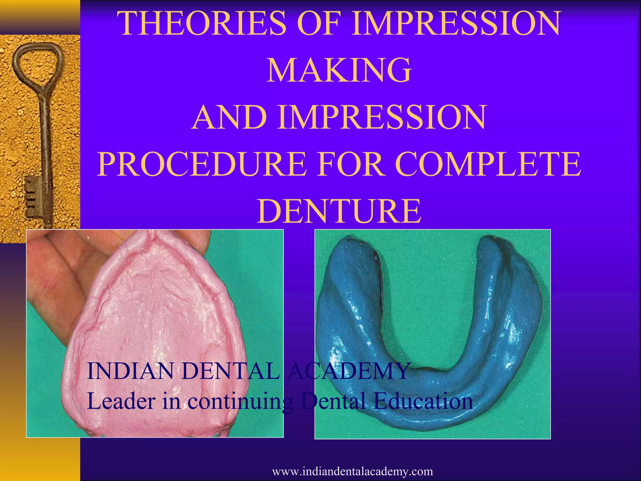 Impression procedures for complete denture cases / oral surgery courses ...
