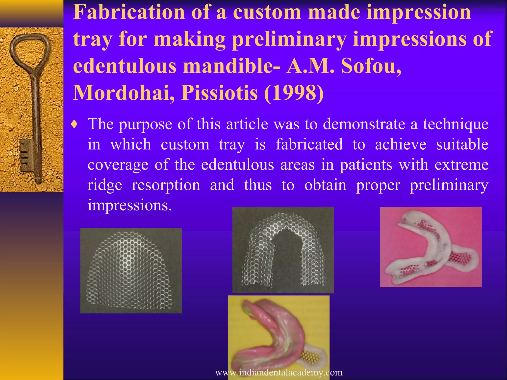 Impression procedures for complete denture cases / oral surgery courses ...
