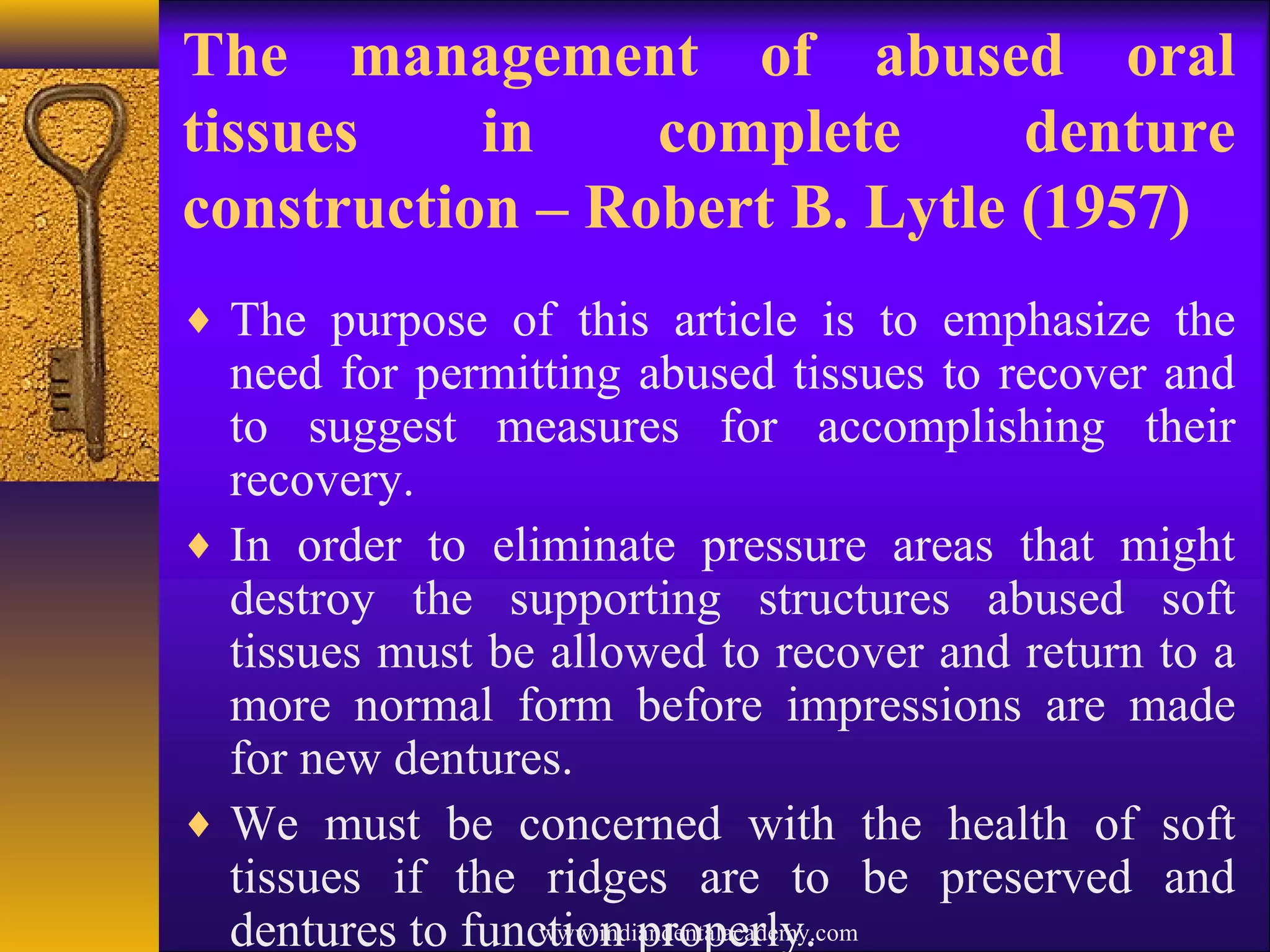 Impression procedures for complete denture cases / oral surgery courses ...