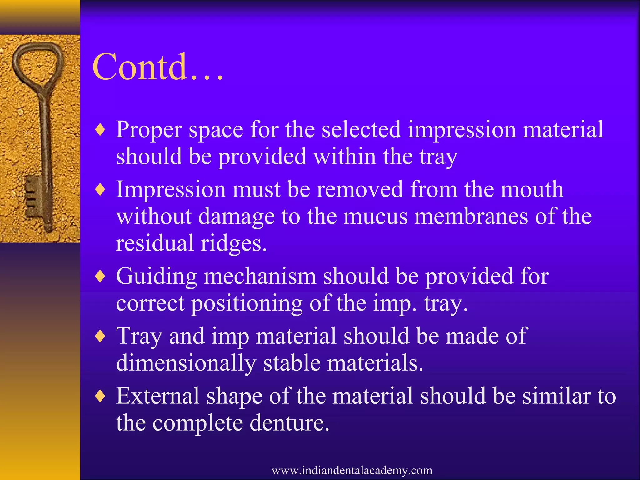 Impression procedures for complete denture cases / oral surgery courses ...