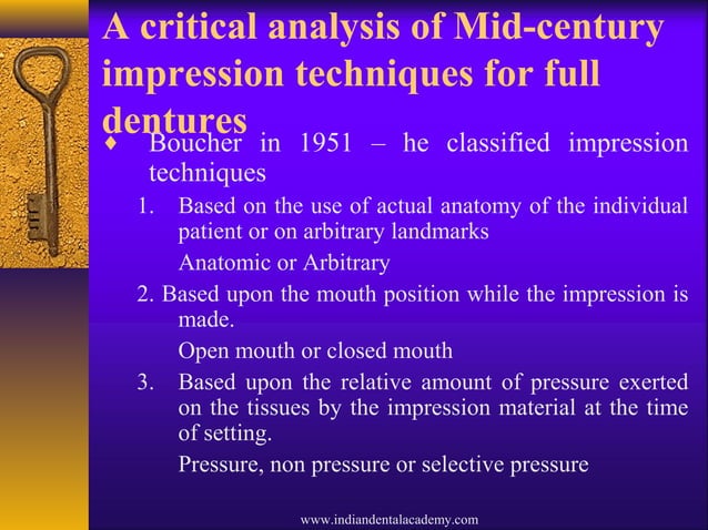Impression procedures for complete denture cases / oral surgery courses ...