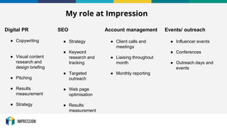 Lauren Wilson: Graduate Life at Impression Nottingham | PPTX | Careers