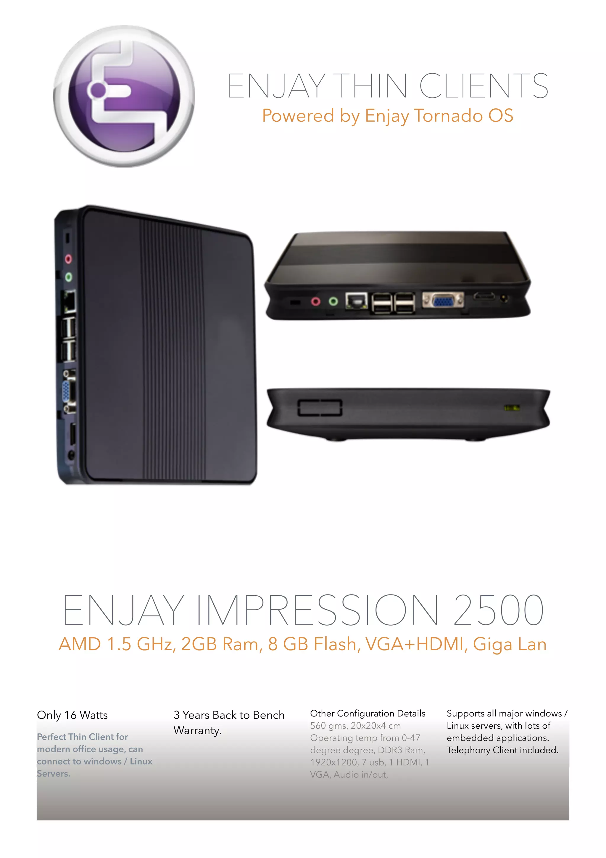 Enjay Thin Client Impression 2500 with Tornado OS | PDF