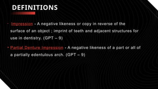 impression in distal extension rpd.pptx presentation seminar | PPT