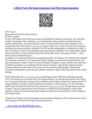 Impressionism And Its Influence On Art | PDF