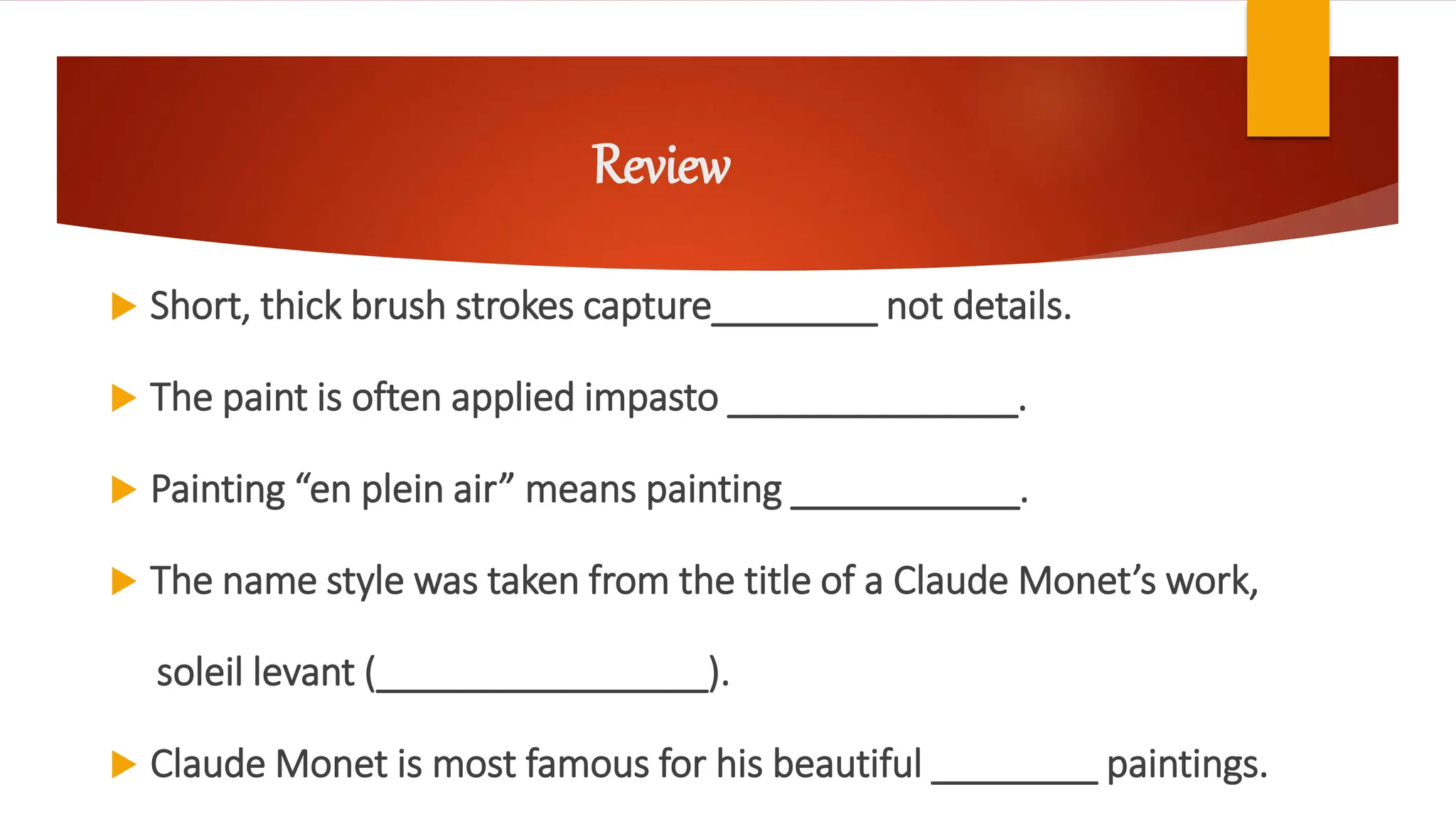 MAPEH Grade 10 Lesson: Impressionism art Q1.pptx
