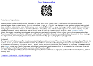 Impressionism Emerged In The Late 1800S | PDF