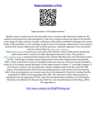 Impressionism Essay | PDF