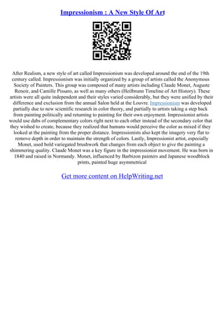 Impressionism Essay | PDF