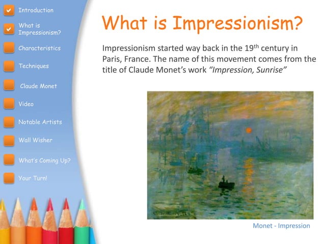Impressionism PowerPoint | PPTX | Painting | Arts and Crafts