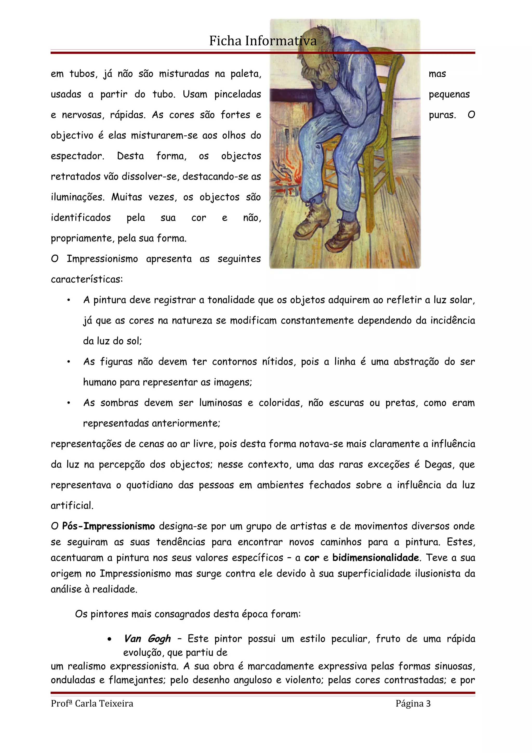 Impressionismo e arte nova ficha 4 | DOC