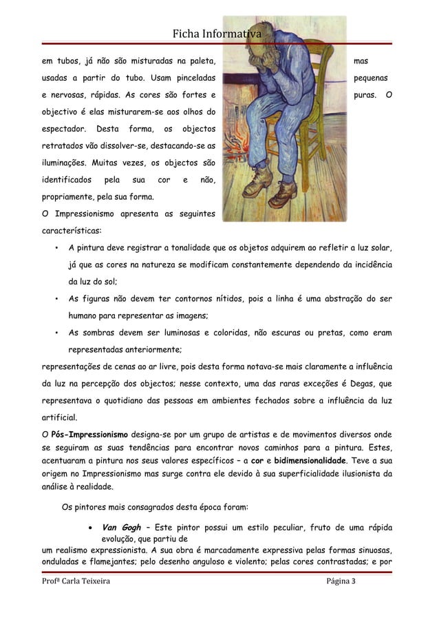 Impressionismo e arte nova ficha 4 | DOC