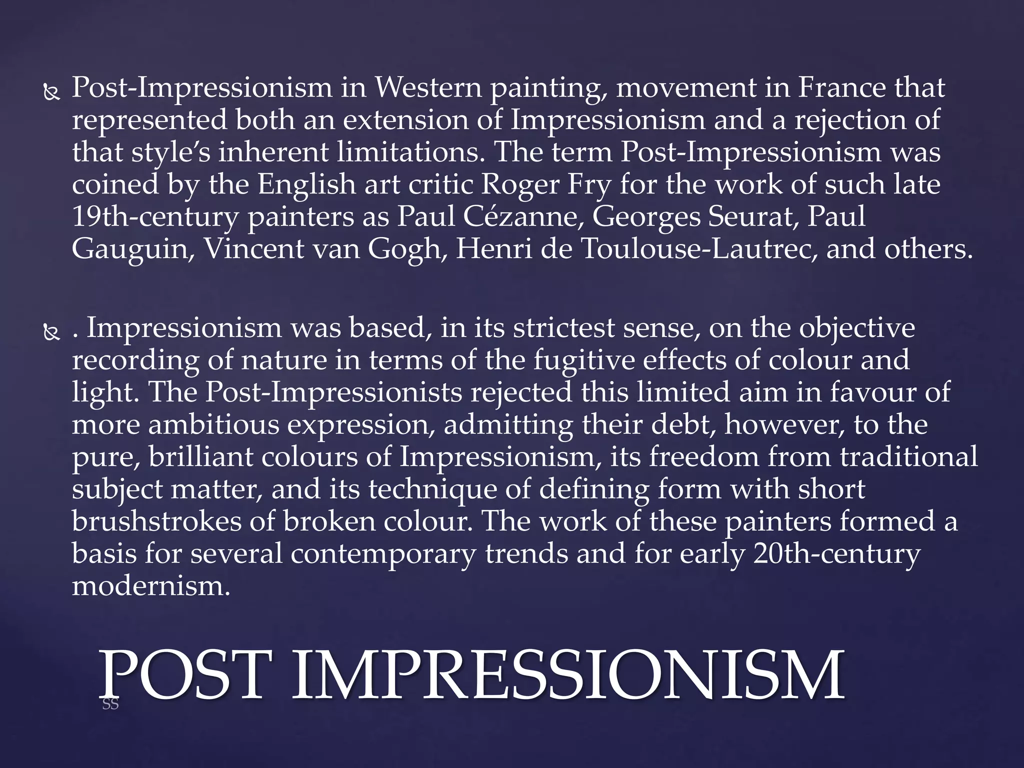 Impressionism & Post-Impressionism Art History | PPTX