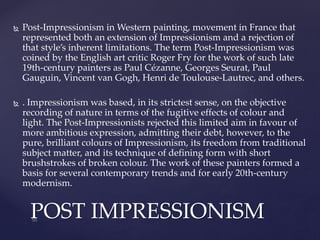 Impressionism & Post-Impressionism Art History | PPTX