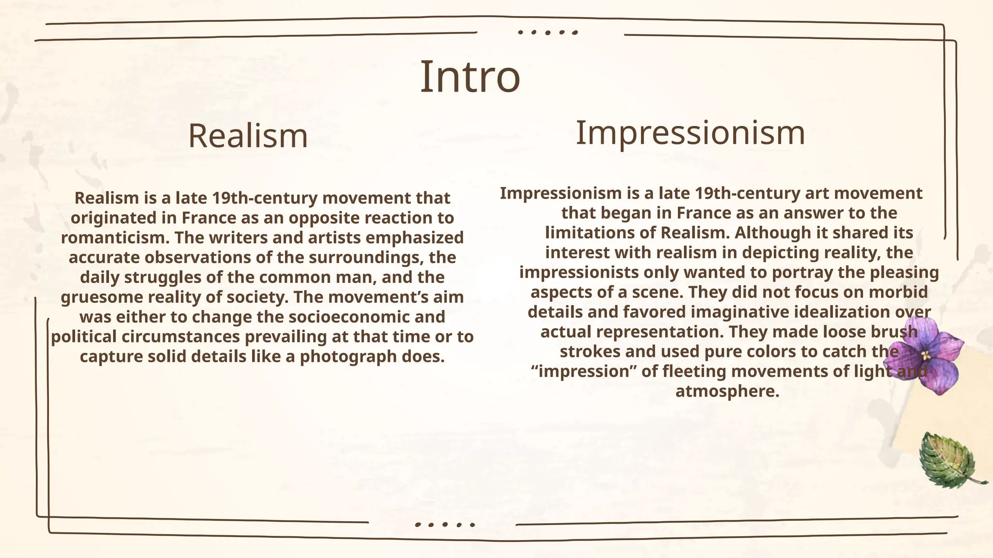 Impressionism vs Realism Movements in Literature | PPT