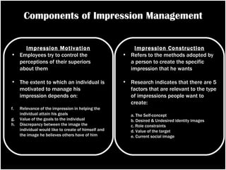 Impression Management Perception of self image & behaviour | PPT