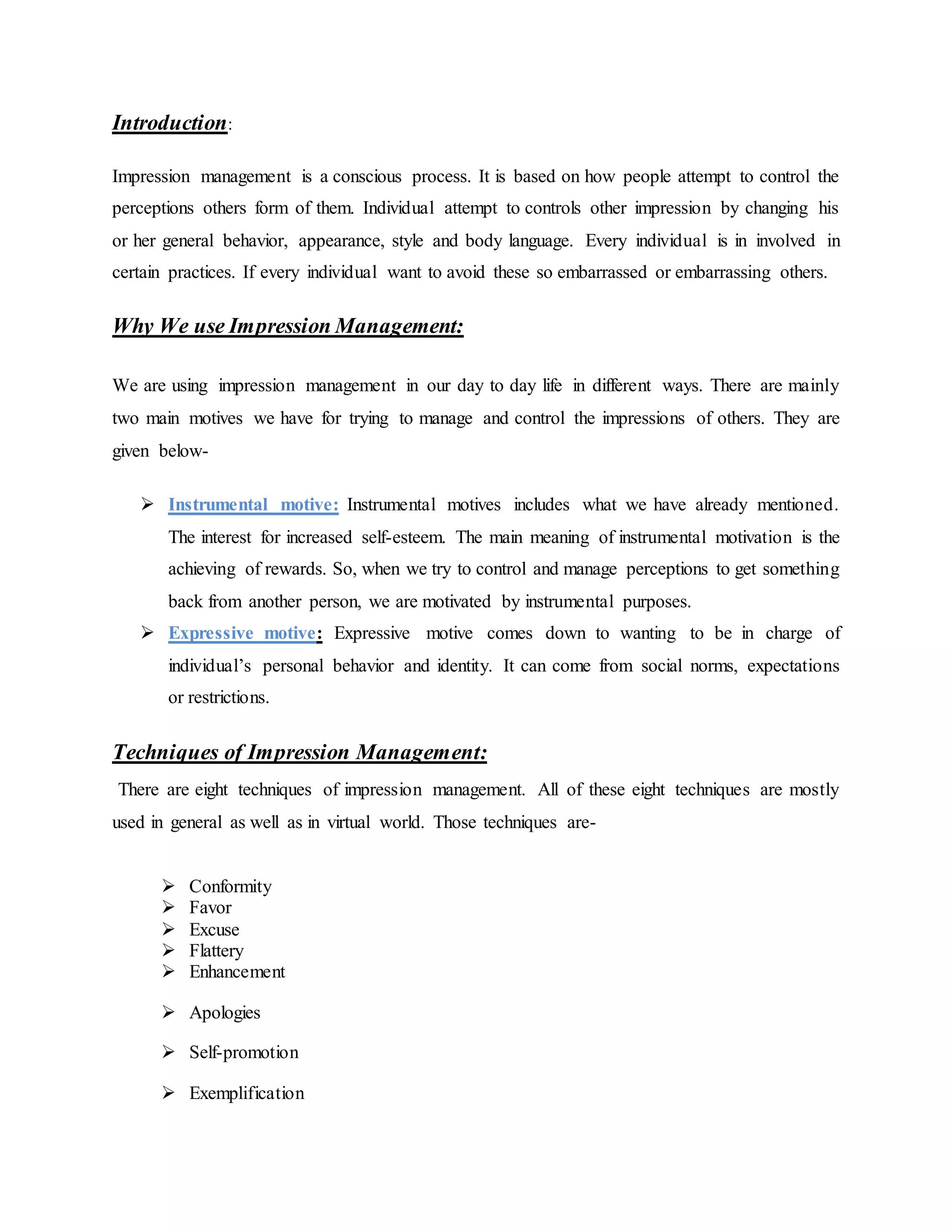 Impression management technique | DOCX