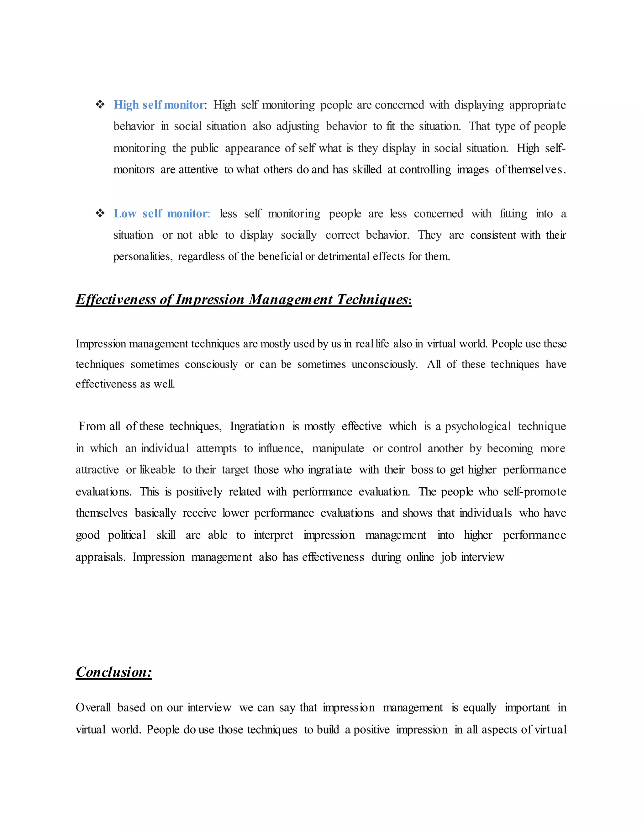 Impression management technique | DOCX