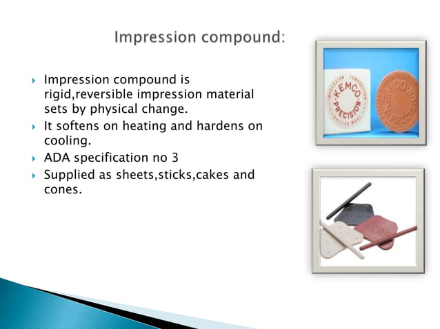 Impression materials | PPTX | Dental Health | Diseases and Conditions