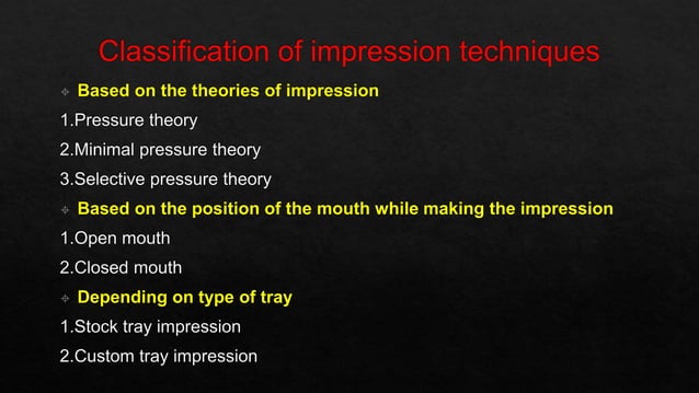 Impression materials classification and techniques | PPTX | Oral care ...