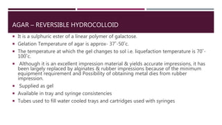 Impression materials in prosthodontics | PPTX