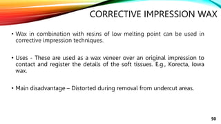 IMPRESSION MATERIALS USED IN PROSTHODONTICS | PPTX