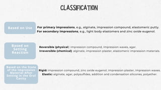 IMPRESSION MATERIALS with classification and details | PDF