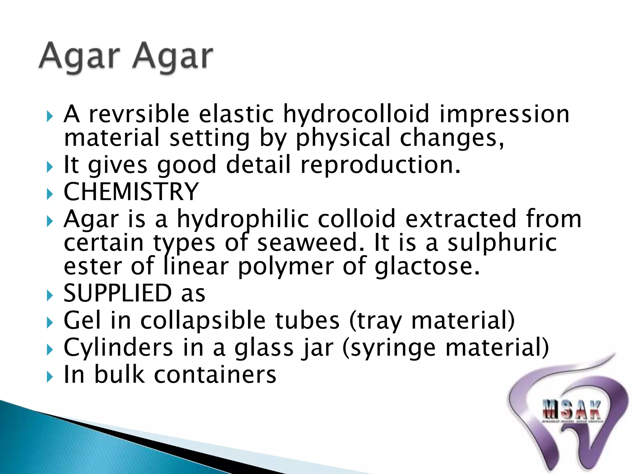 Impression materials agar and alginate | PPTX