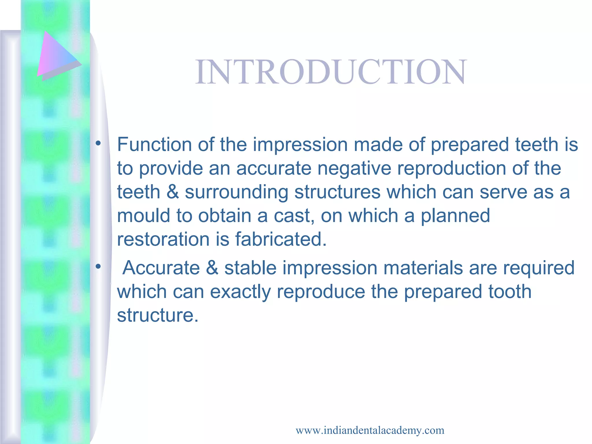 Impression materials and techniques in fpd /orthodontic courses by ...