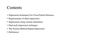 Impression materials and techniques in fpd part 2 | PPTX